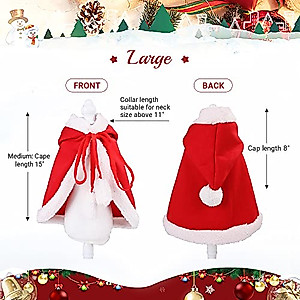 Pet Christmas Costume Cat Dog Poncho Cape with Hat Santa Claus Cloak for Cats and Small Dogs Red Winter Outwear Funny Christmas Pet Dress Up Soft and Thick Red Velvet Apparel for Cats (Medium)
