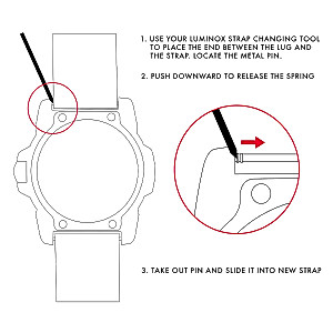 Luminox - Genuine Watch Band FPX.2401.20Q.1.K - Strap Replacement 24mm Black Rubber Watch Strap with Steel Buckle - Men's Watch Bands for Navy SEALs Series 3500 3580 3590