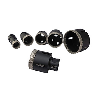 FVSCM Vacuum brazed Diamond Dry Drilling bits Core bits Set with 5/8-11 for Porcelain Tile Granite Marble Stone Masonry Black（25/35/40/45/50/68mm）