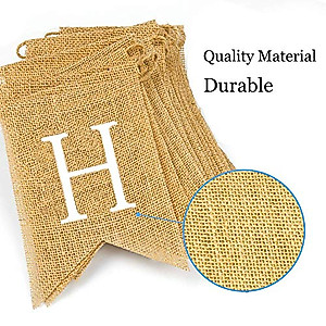 Rustic Happy Birthday Banner, Reusable Burlap Garland Birthday Party Decorations for Adults White