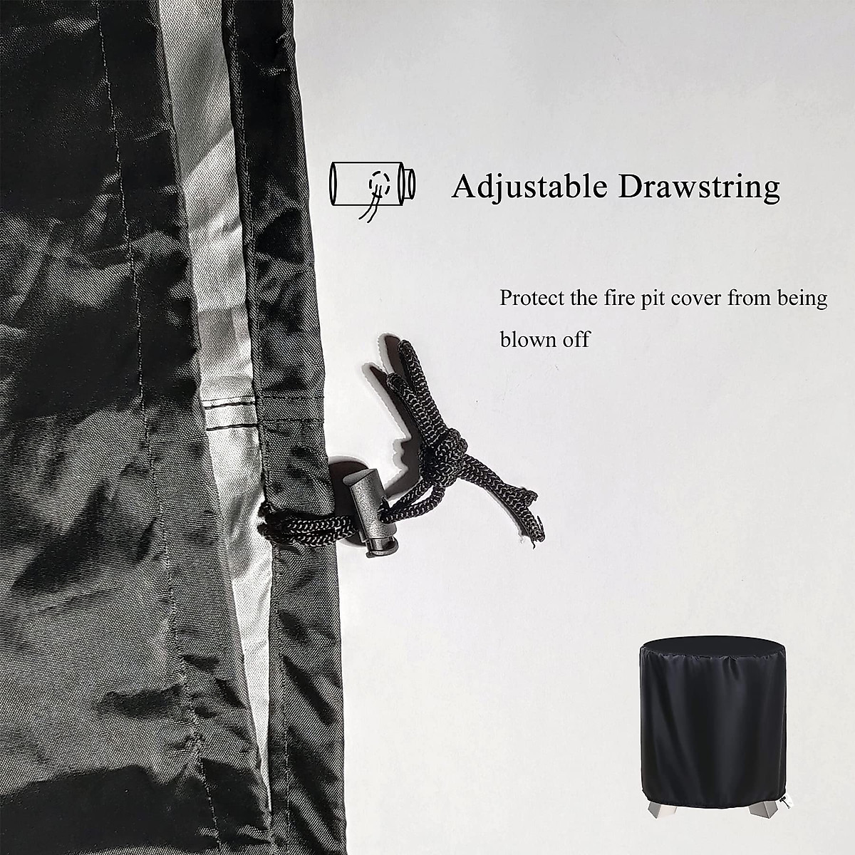 TripDock 22.8 Inch Fire Pits Cover-Waterproof 600D Heavy Duty Round Fire Bowl Cover