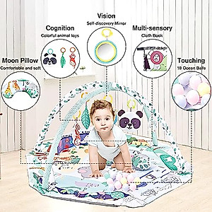TFDER Baby Gym and Infant Play mat,Play Mat & Play Gym, Combination Baby Activity Gym for Sensory Exploration and Motor Skill Development from Baby to Toddler.(Green)