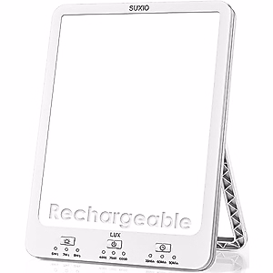SUXIO Light Therapy Lamps Rechargeable, 10000 Lux Sunlight Lamp, Therapy Light with Wake-Up Function, Daylight Lamp with Memory Function, Happy Lamp Use As Lift-Mood, Light Therapy Box for Home/Office
