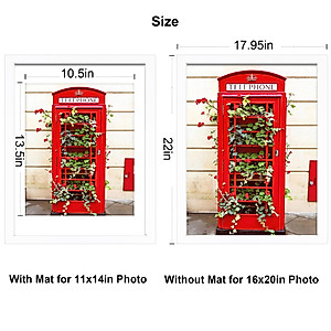 SESEAT 16x20 Picture Frame White, Display Pictures 11x14 with Mat or 16x20 without Mat, Photo Frames Wall Gallery, 1 Pack