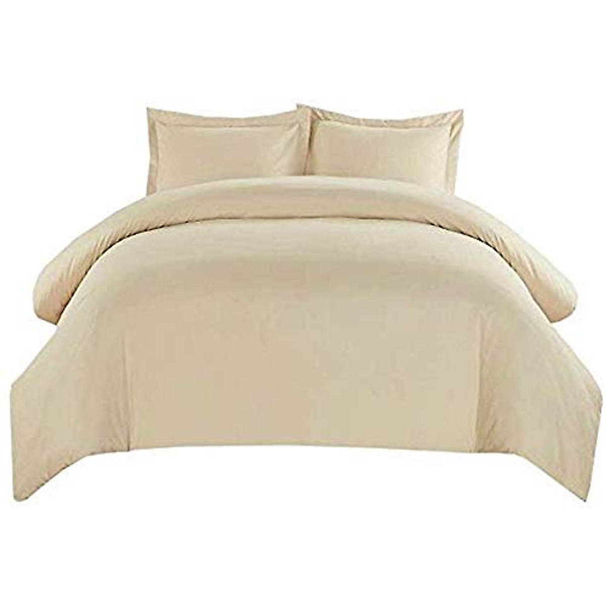 AHJ Beddings 1000 Thread Count 7 Piece Duvet Cover Set (4 pc Sheet Set 19 inch Deep Pocket + 3 pc Duvet Cover Set) 100% Egyptian Cotton - (Emperor/Wyoming King Size, Beige Solid)