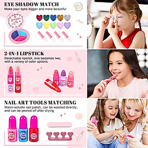 Kids Makeup Kit for Little Girls,44 Pcs Washable Makeup Kit,Kids Real Girls Makeup Kit with Cosmetic Case,Pretend Play Makeup Set Toys Birthday Gifts for 3 4 5 6 7 8-12 Years Old Toddler Girls,Kids