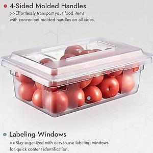 CURTA 4 Pack Food Storage Box with Lid, Clear NSF Polycarbonate Food Storage Box, 3.5 Gallon,Stackable Commercial Storage Containers for Kitchen Restaurant (18" x 12" x 6")