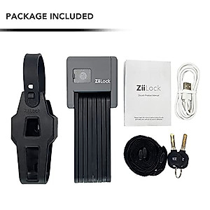ZiiLock X - Award Winning Smart Folding Bike Lock,Fingerprint  & Bluetooth APP Remote Control, Anti-Theft Alarm,Heavy Duty Bike Lock with Key and Case (Armour Gray)