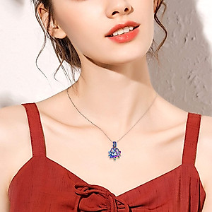 Imrsanl Cremation Jewelry for Ashes - Lotus Flower Ashes Pendant Necklace with Mini Keepsake Urn Memorial Ash Jewelry （Colorful-Silver)