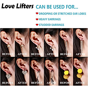 Earring Backs for Droopy Ears 3 Pairs Earring Lifters Backs Earrings Backings 18k Gold Plated Rose Gold Plated Earring Backs for Droopy Ears Ear Lifting Earing Backs Earring Backs for Heavy Earring