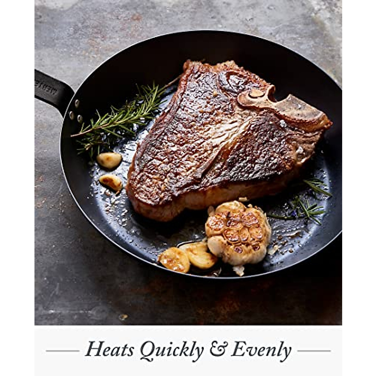 Merten & Storck Pre-Seasoned Carbon Steel Induction 8" Frying Pan Skillet, Oven Safe, Black