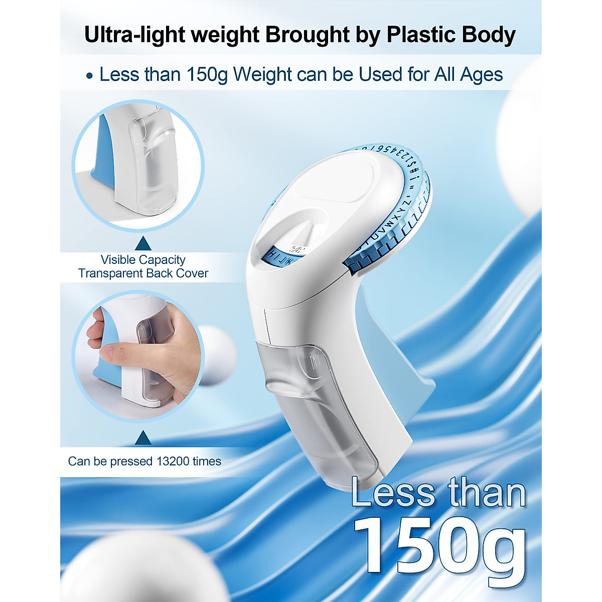 Airmall Omega S Embossing Label Maker, Embossed Label Maker Machine with 6 Tapes, 3D Vintage Handheld Embosser Label Printer, Blue Manual Portable Labeler for Home School Kitchen and DIY