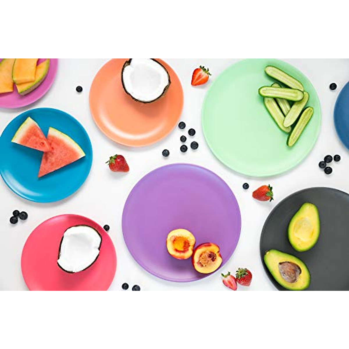 Bobo&Boo Bamboo Kids Plates(7.8inch), Set of 4 Eco Friendly Toddler Plates :: Non Toxic Children’s Dinnerware for Babies & Big Kids :: Mix and Match :: Great Gift for Baby Showers & Birthdays, Coastal