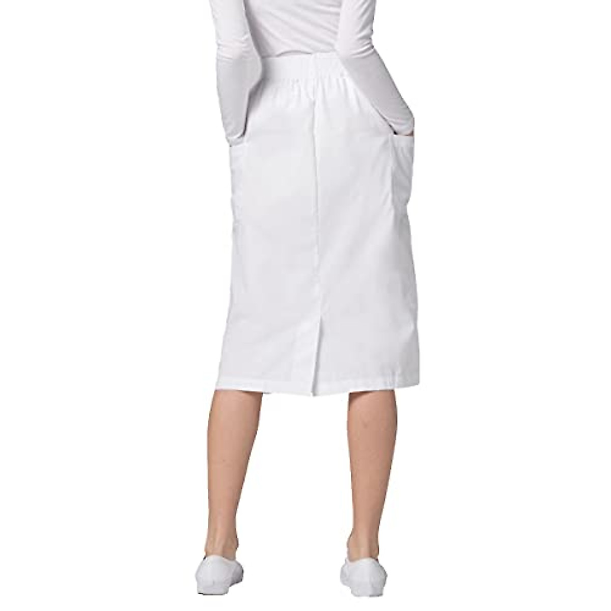 Adar Universal Scrub Skirts for Women - A-Line Cargo Pocket Scrub Skirt - 703 - White - L