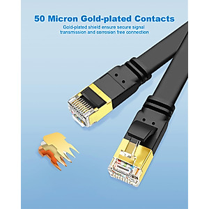Yauhody CAT8 Ethernet Cable 6ft 3 Pack, Flat CAT 8 Cable, Faster than CAT7/CAT6/CAT5e, High Speed 40Gbps 2000MHz SFTP Network LAN Patch Cable with RJ45 for Gaming, PC, Router, Modem (6ft/3 Pack/Black)