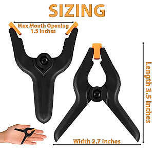 WOCTEC 3.5 Inches Small Spring Clamps, Pack of 10 Heavy Duty Plastic Clamps for Crafts and Woodworking- Backdrop Clamps for Pool Cover, Photography and Home Improvement