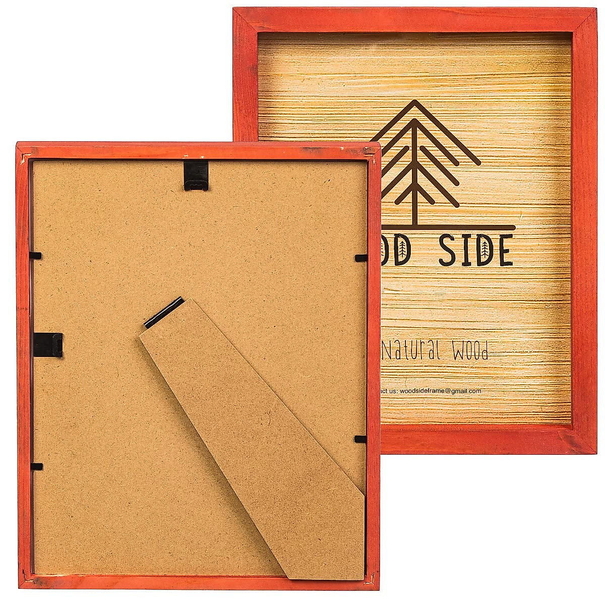 Red Wooden Picture Frame 11x14 - Natural Rustic Solid Wood Thick Borders, Wall Mount and Table Top Display