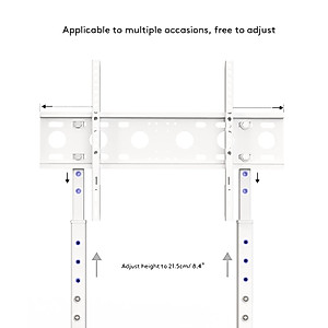 unho Universal Against The Wall TV Stand Floor: Free Standing Mount Stand with Height Adjustable Bracket for TV Bench Compatible with 32-65 inch Flat Panel LED LCD Plasma Screens (White)