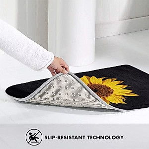 Retro Rustic Tableware Sunflower Fruit and Red Wine Bathroom Rugs Soft Bath Rugs Non Slip Washable Cover Floor Rug Absorbent Carpets Floor Mat Home Decor for Kitchen Bedroom Floor Mat 17x30 Inch