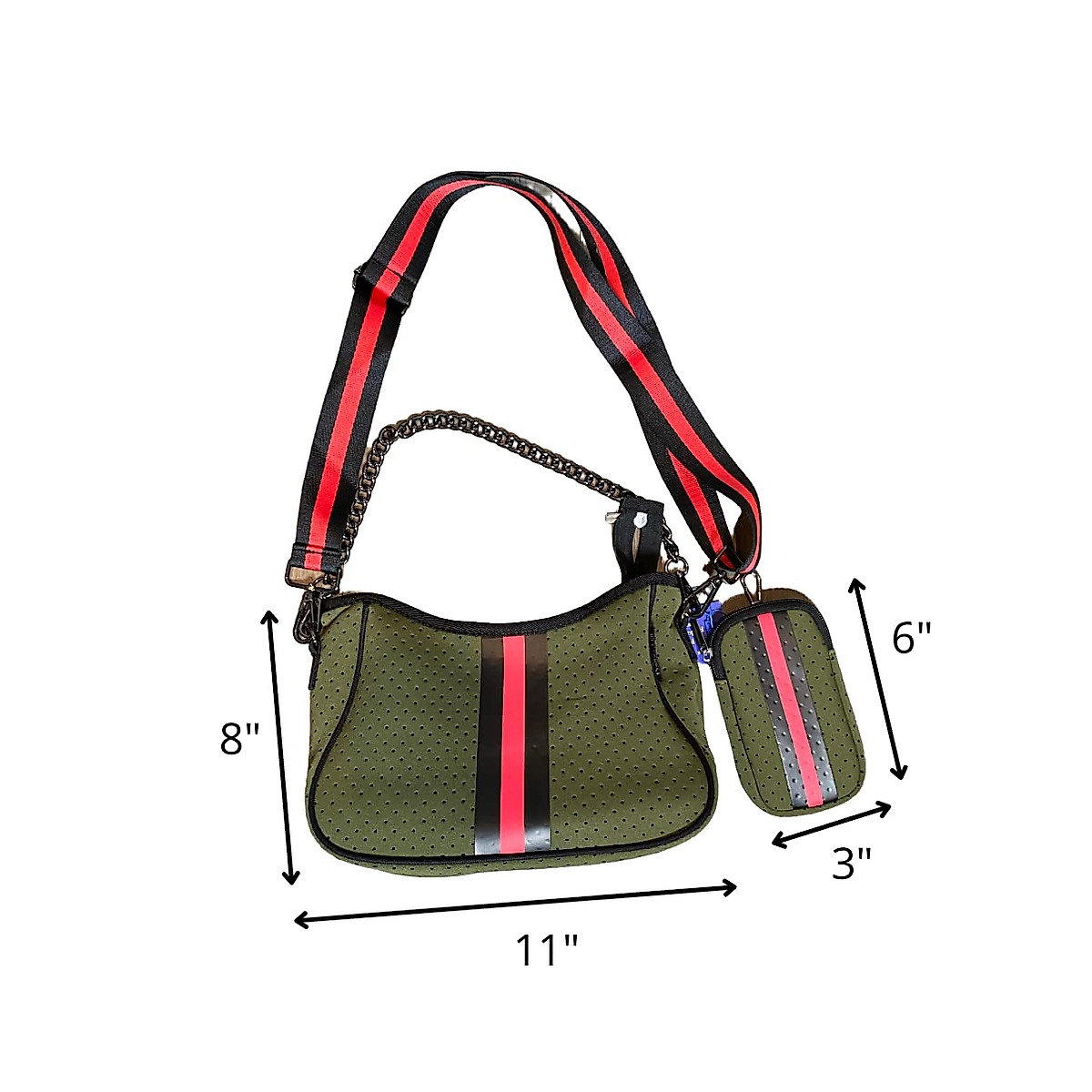 Dallas Hill Designs Crossbody Neoprene Purse for Women | Ladies Drawstring Handbag | 2 Detachable Straps | Matching Pouch