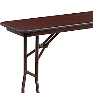 Flash Furniture Frankie 6' Mahogany Melamine Laminate Folding Training and Event Table, Rectangular Folding Training Table, Brown
