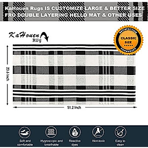 KaHouen Buffalo Check Rug, Buffalo Plaid Rug (23.6"x51.2"), Checkered Plaid Rugs, Black White Outdoor Rug for Layered Door Mats Kitchen/Living Room/Bedroom/Dinning Room(2'x4')