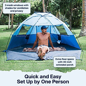 Lightspeed Outdoors Quick Cabana Beach Tent, Sun Shelter, Blue Tide