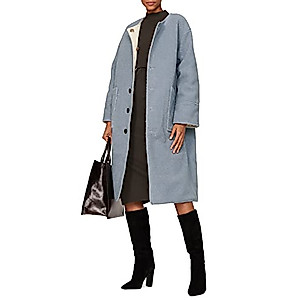 Derek Lam Collective RTR Design Collective Oversized Reversible Shearling Coat, Blue, X-Large