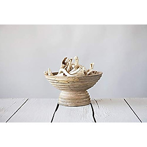 Creative Co-Op DF2440 Ridged Mango Wood Footed Bowl, Brown, 5 quarts
