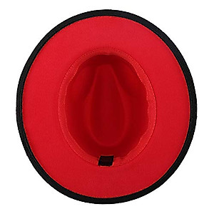 FALETO Two Tone Red Bottom Wide Brim Wool Felt Fedora Hat Panama Hat Casual Jazz Hats for Men Women