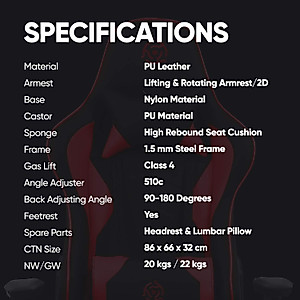 OnTarget Gaming Gaming Chair with Footrest High Back Gaming Chair with Footrest OnTarget GC100 Video Game Chair PC Racing Style Gamer Chair Ergonomic Office Chair