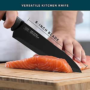 Home Hero 2 Piece 8 Inch Black Chef Knife Set with Ergonomic Handle - High Carbon Stainless Steel Razor-Sharp Multi-Purpose Kitchen Knife for Chopping Vegetables and Meats (Black)