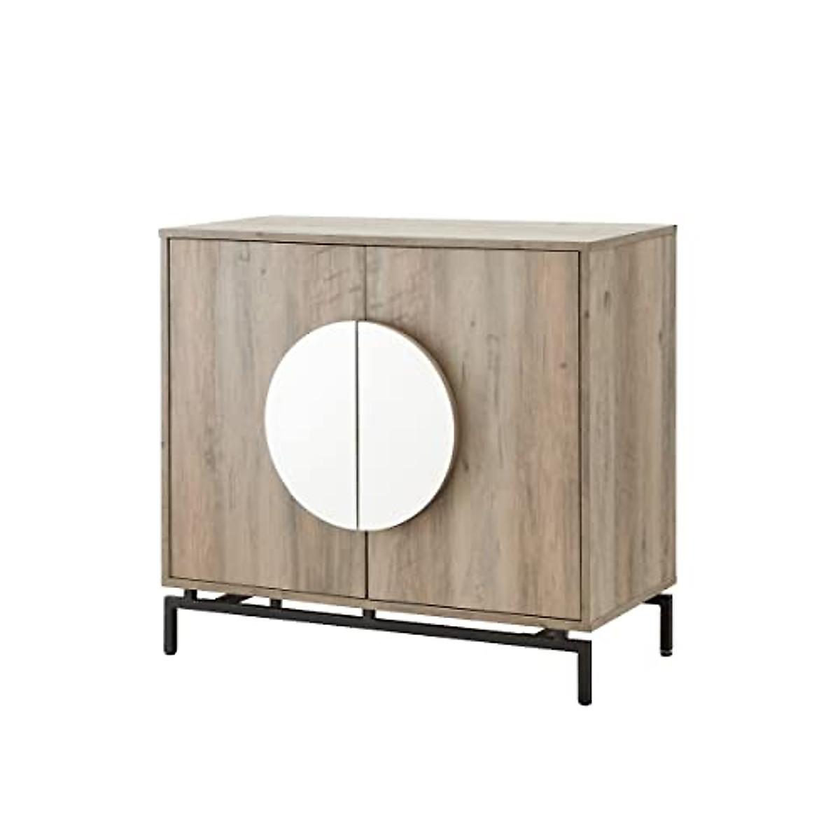 Home Source Grey Wash Console Bar Cabinet with Half Moon Handles