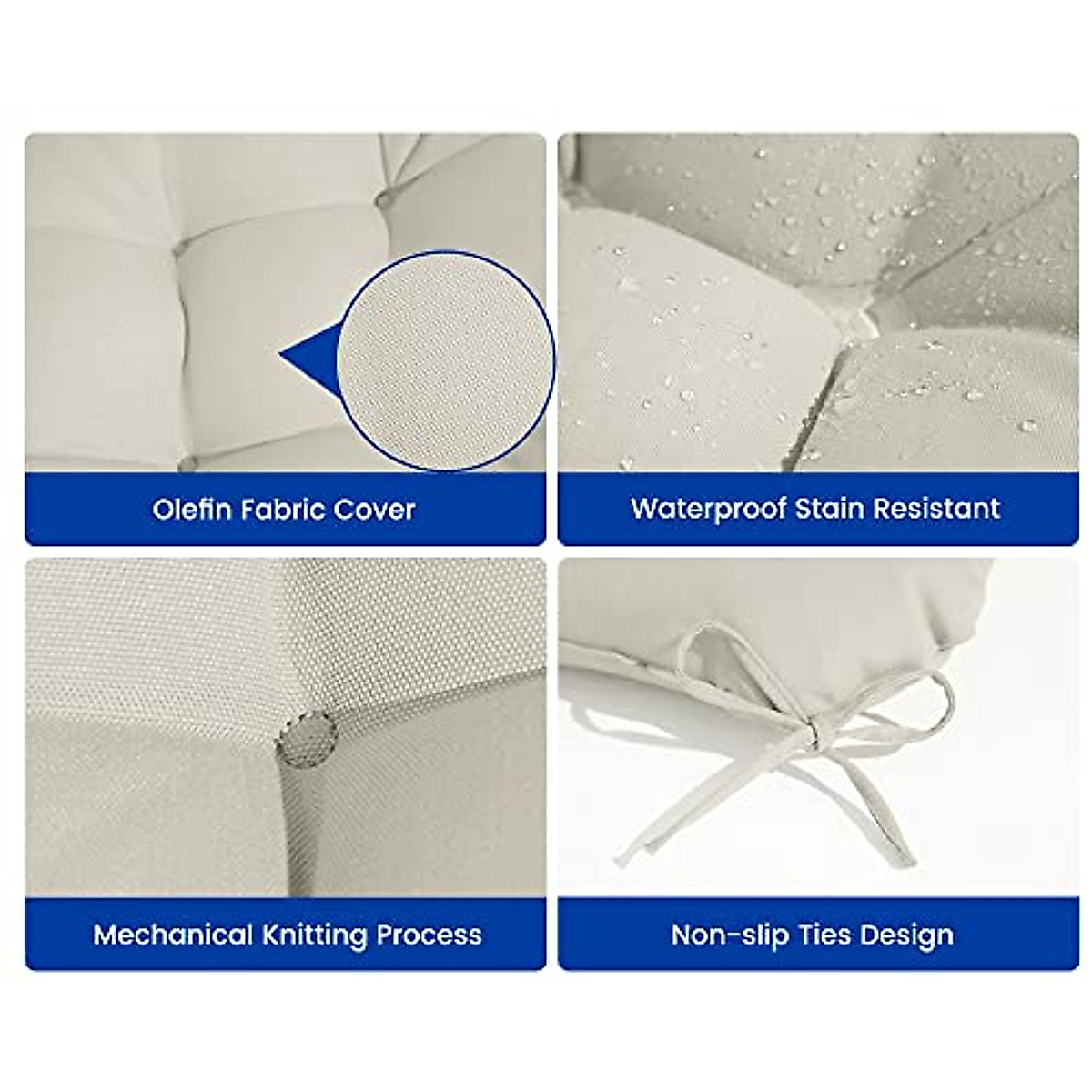 ROSNINIKA Outdoor Chair Cushions 2 Pcs Outdoor Cushions Patio Furniture Cushions Chair Cushion Patio Chair Seat Pads with Ties 17x17 Inches Beige