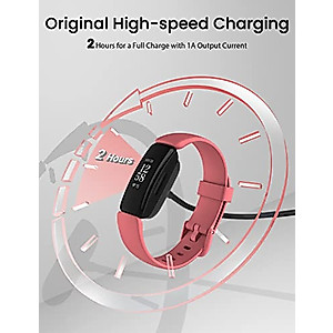 Sinoacc Charger for Fitbit Inspire 2 Ace 3 3.3Ft Fast Charging Replacement Fitbit Charger for Inspire 2 Ace 3 USB Charging Cable Dock Stand (Not for Fitbit Inspire 3)