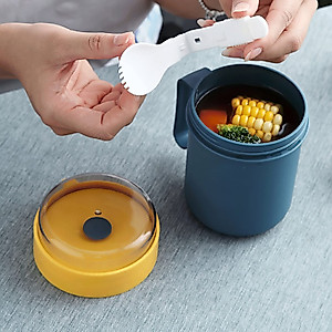 PURPLELU Leak-Proof Soup Thermos, 500Ml Portable Porridge Pot with Lid, Mini Handle Milk Cup, Suitable for Home Office