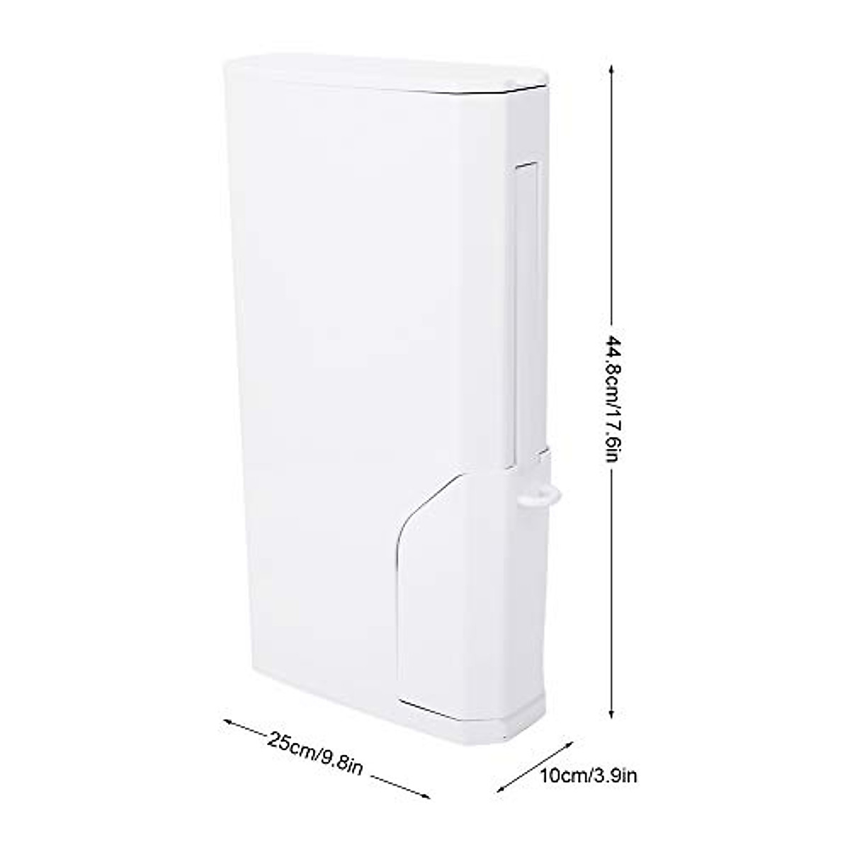 Trash Can 0.8 Gallon, Space Saving Bathroom Slim Garbage Can with a Lid, Modern White Multifunctional ABS Plastic Trash Can with Toilet Brush, Integrated Storage Cleaning Set for Home, Hotel, 9.8 x 3.9 x 17.6 inch