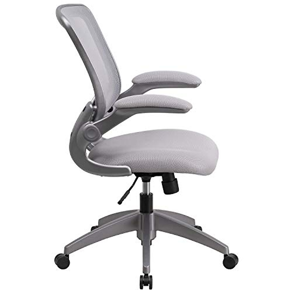 Flash Furniture Kale Mid-Back Gray Mesh Swivel Ergonomic Task Office Chair with Gray Frame and Flip-Up Arms