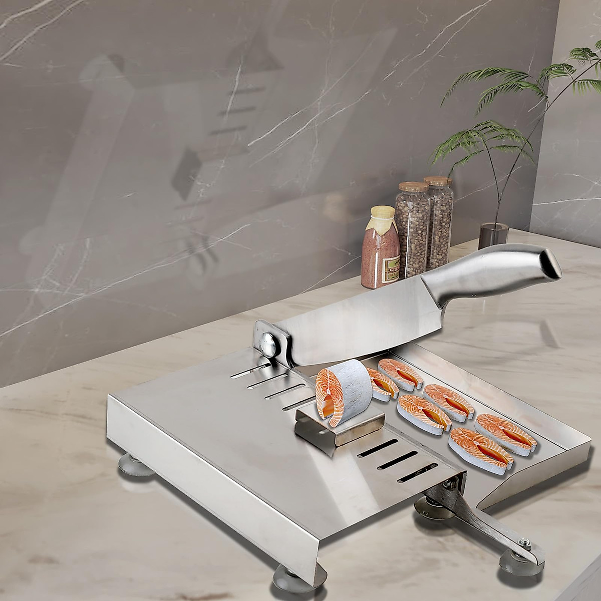 NICCOO Manual Meat Cutter Machine Biltong Slicer Rib Chicken Cutting Machine Chinese Medicine Beef Jerky Slicer Stainless Sliver ZGD-PQPQ-001@TPUSEK06 0