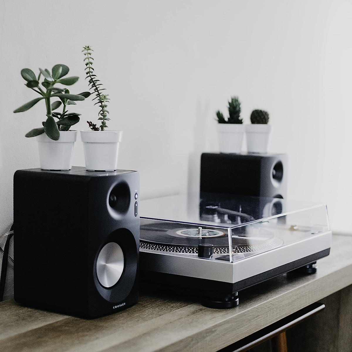 Crosley C100A-SI Belt-Drive Turntable Record Player with Adjustable Counterweight, Silver