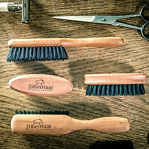 ZilberHaar Beard Brush Regular + Pocket Beard and Mustache Brush with Stiff Boar Bristles