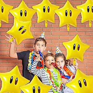 12 PCS Foil Star Balloons, 18" Gold Star Foil Balloons Mylar Helium Balloons, Video Game Star Balloons Foil Balloons Party Decorations for Birthday Wedding Gender Reveal