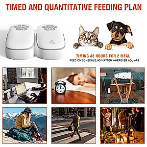 Madaotor Automatic Cat Feeders,Digital 2 Meals Auto Wet Food Pet Feeder for Dog & Cat,Dry or Semi-Moist Pet Food Dispenser with Timer,48 Hour Timed,Tamper Resistant Design