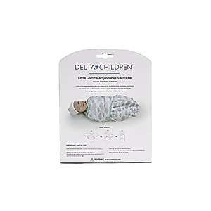 Delta Children Little Lambs Adjustable Swaddle Wrap - 100% Cotton - Size Small/Medium, Fits Babies 0-3 Months/7-14 lbs, 3-Pack, Boy, Blue