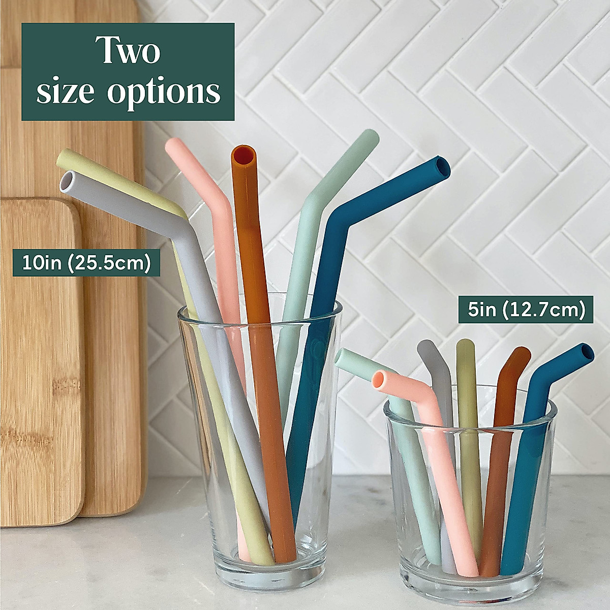 Simka Rose Silicone Straws - Reusable, Short, Bendy Kids Straws - BPA Free,Baby & Toddler Straw Set with Cleaning Brush - 5-inch, Multicolor