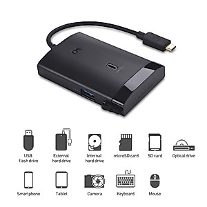 Cable Matters 10Gbps USB C Multiport Adapter (USB C Hub) with USB-A, USB-C, MicroSD and UHS-II SD Card Reader, 2.5 3.5 Inch SATA Hard Drive Reader -Thunderbolt 4 / USB4 / Thunderbolt 3 Port Compatible
