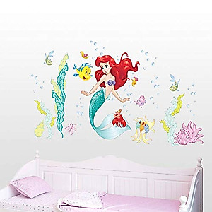 Esmee Marine Mermaid Girl's Bedroom Wall Decals Stickers Wall Stickers Peel and Stick Removable Wall Stickers for Kids Nursery Bedroom Lovely Bathroom Living Room
