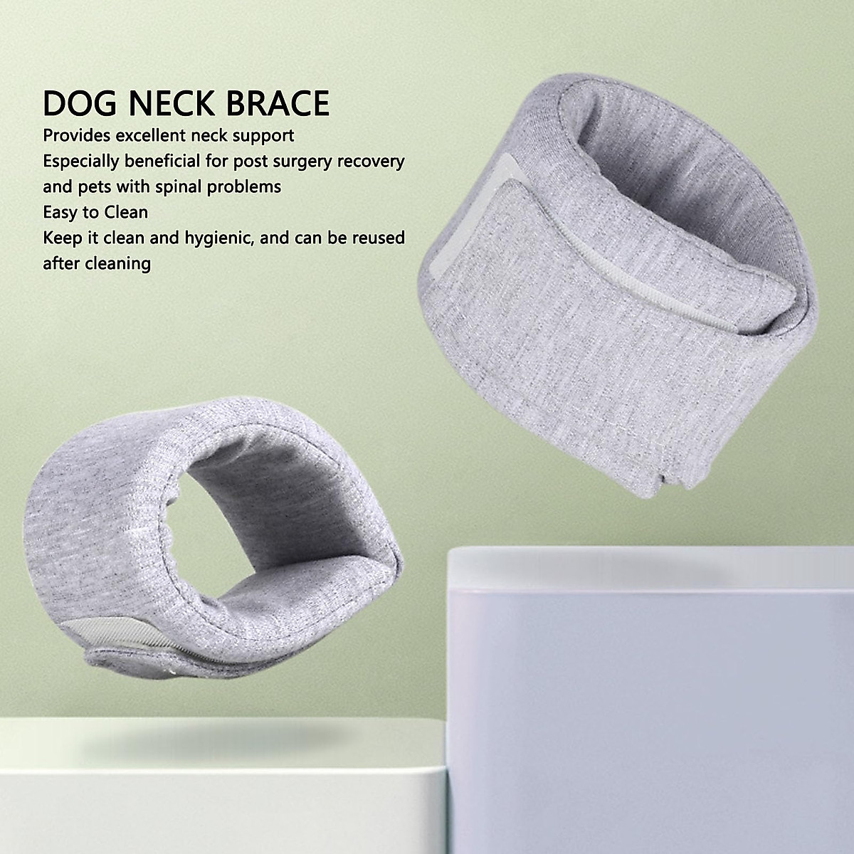 Dog Neck Support Collar, Pet Inflatable Soft Healing Collar, Cone Wound Cat Plush Outer Ring for Dogs and Cats Ideal Prevention (L)