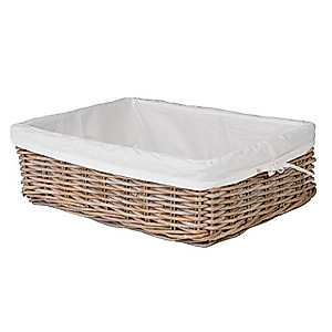Kouboo Kobo Rattan Shelf, Underbed Removable Liner, Gray, Large Size Decorative Storage Basket