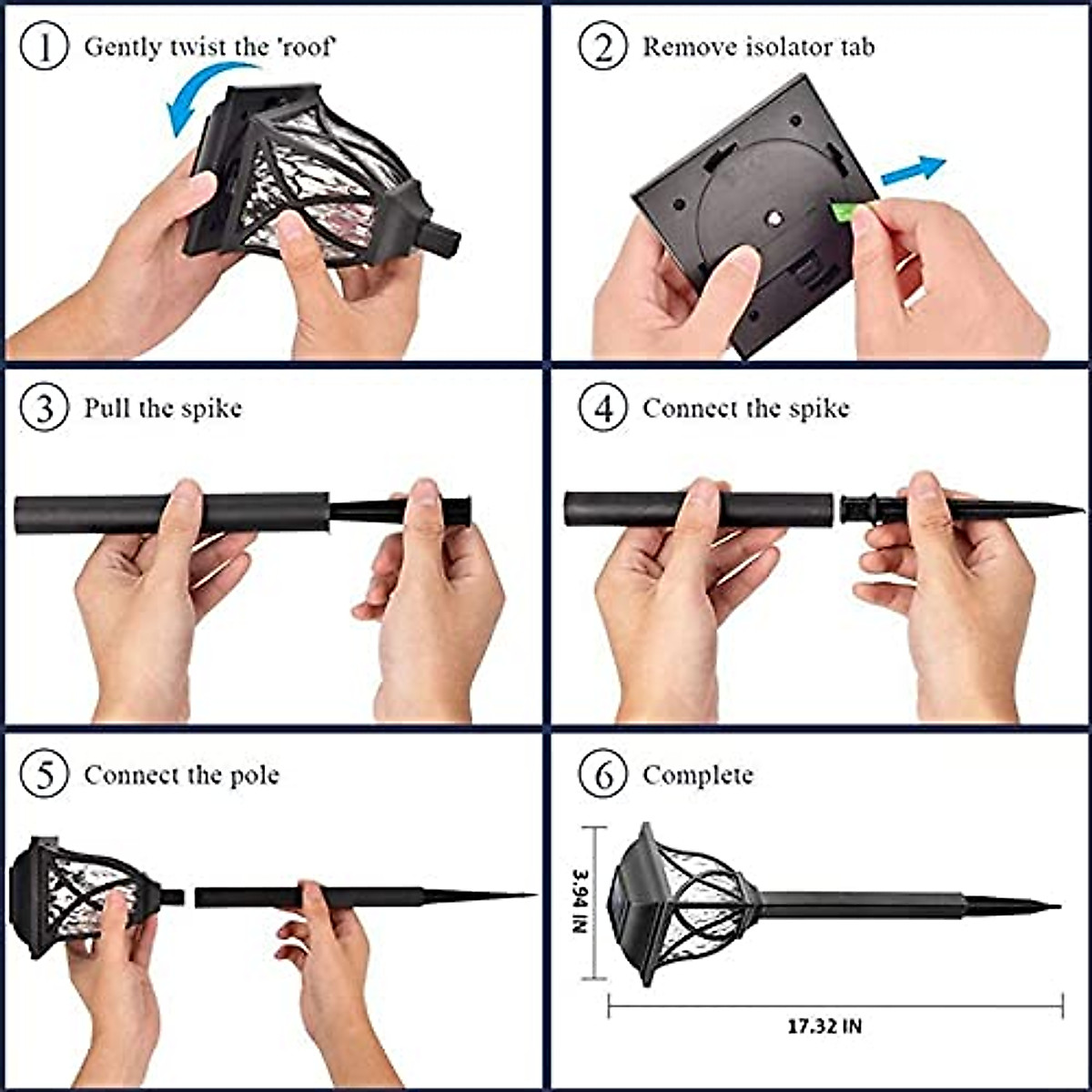 XYAA Solar Lamp Outdoor LED Retro Solar Powered Garden Lights Home Waterproof Park Lawn Path Landscape Lighting Decorative(6pcs,White)